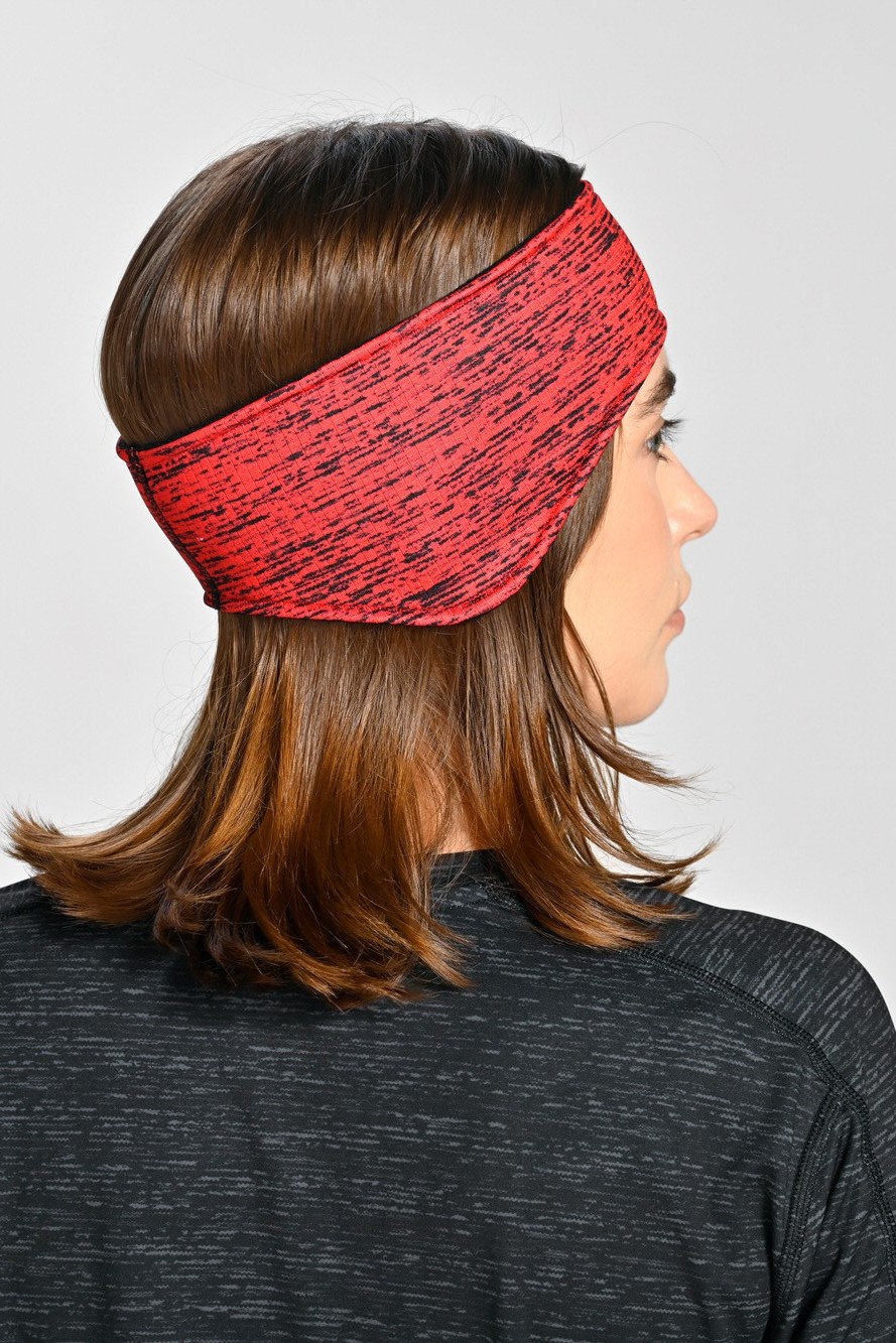 Thermoactive sports headband with ear pads Melange Red - Nessi Sportswear