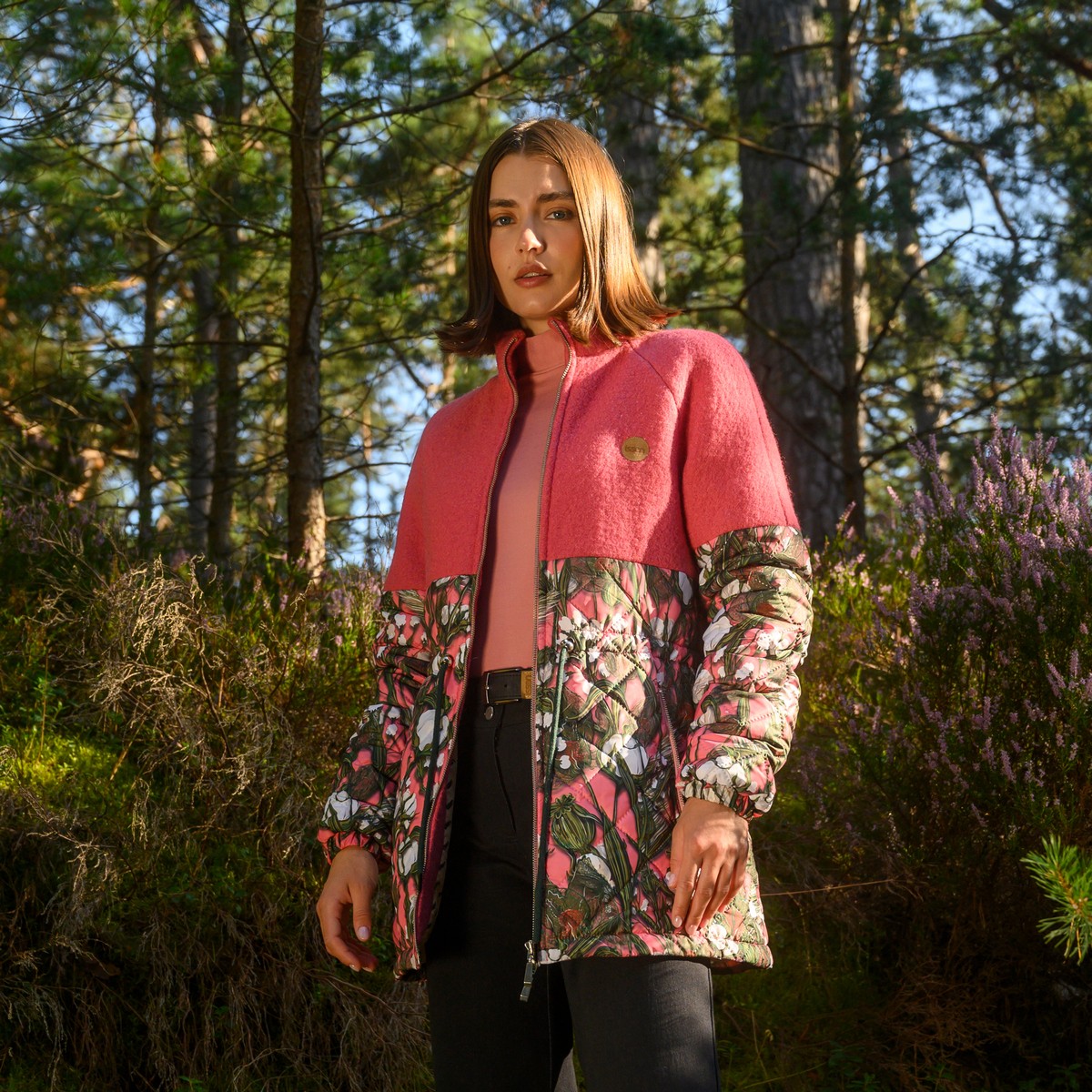 Women's winter jacket wool Frida Pink Fusion - Nessi Sportswear