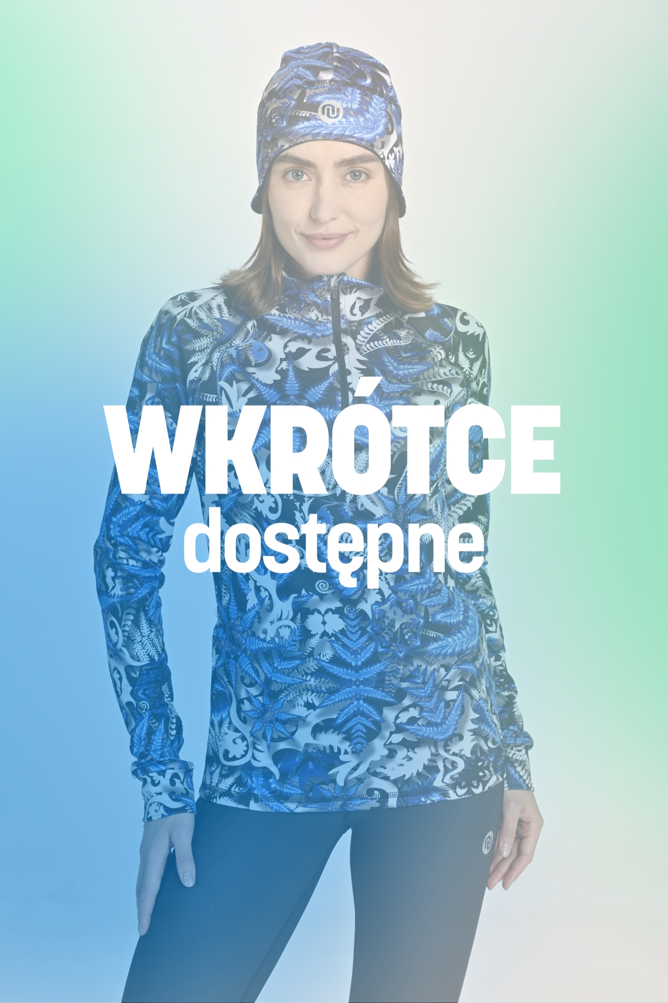 Insulated blouse with stand-up collar Zip Mosaic Fern Blue - Nessi ...