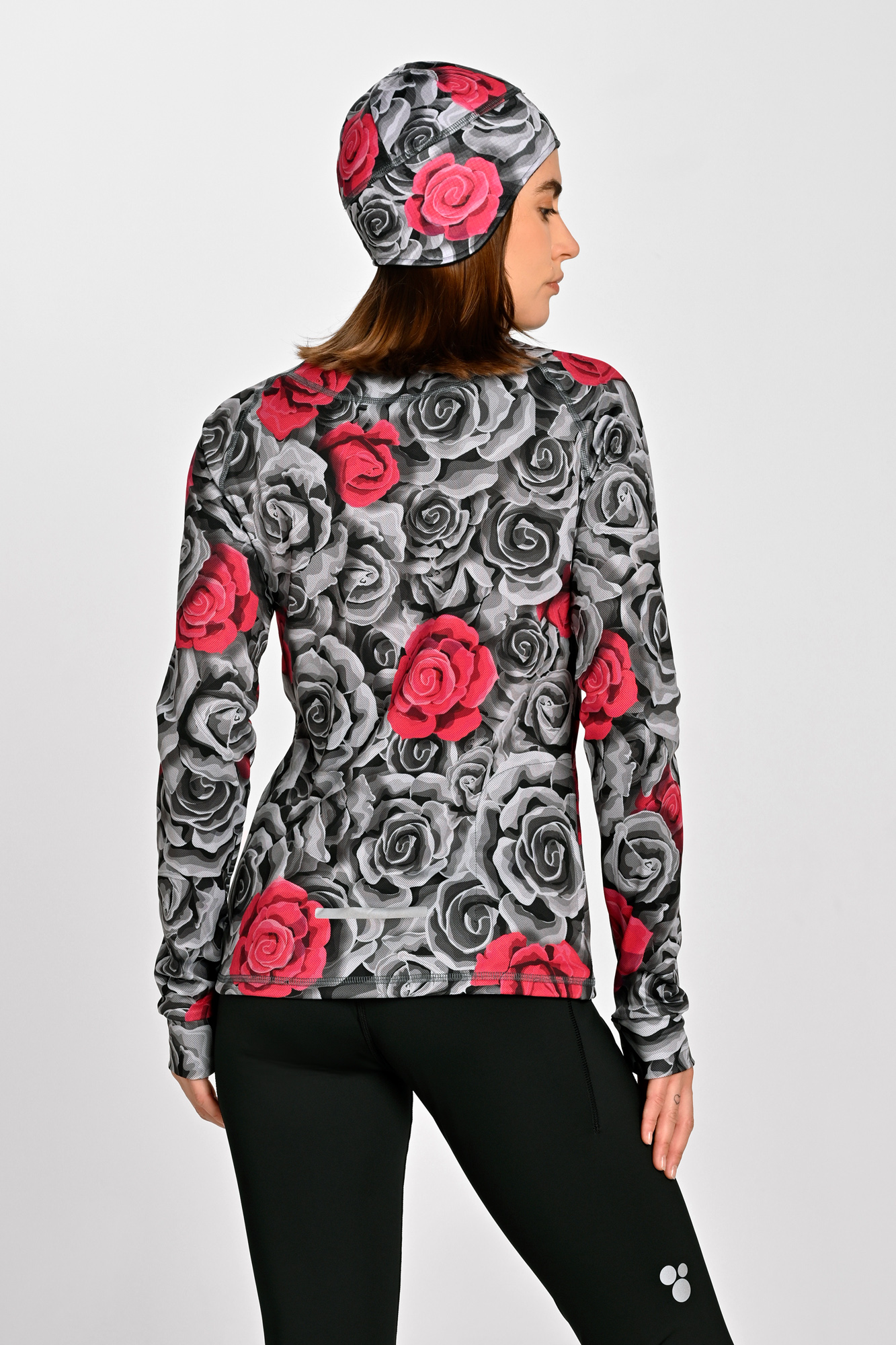 Insulated blouse with stand-up collar Zip Ornamo Roses - Nessi Sportswear
